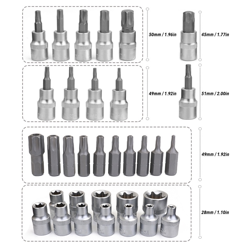 34pcs E Type Torx Star Bits Socket Set Repair Hand Tool Kit CRV Drive ...