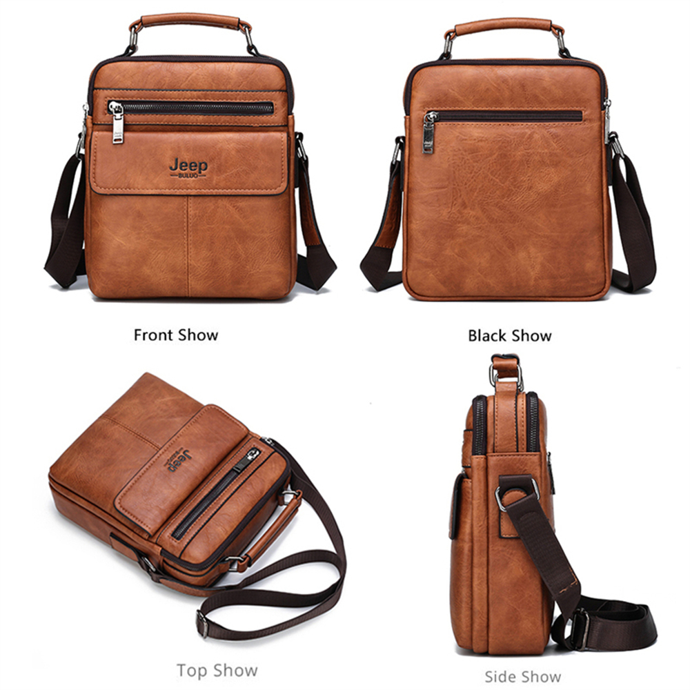 Jeep Buluo New Men's Leather Shoulder Bag Elegant Messenger Bag Weekend ...