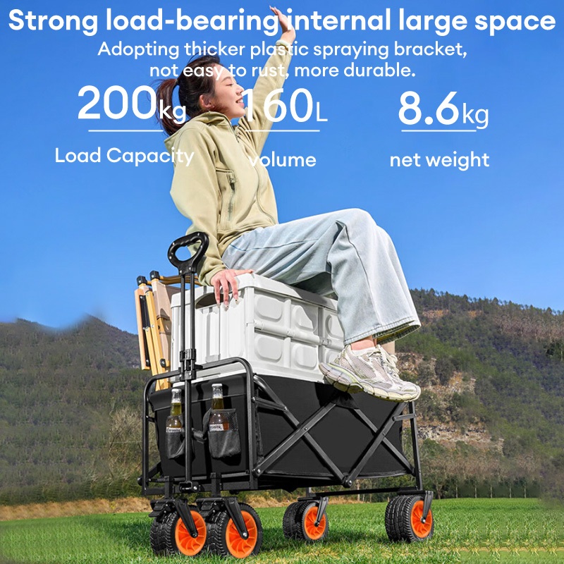 8inch Outdoor Trolley Wagon Foldable Cart Beach Shopping Camping Cart ...