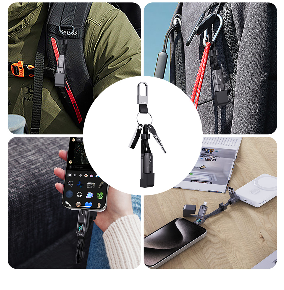 PZOZ 4 in 1 66W PD USB C Cable Digital Display Fast Charging For iPhone ...