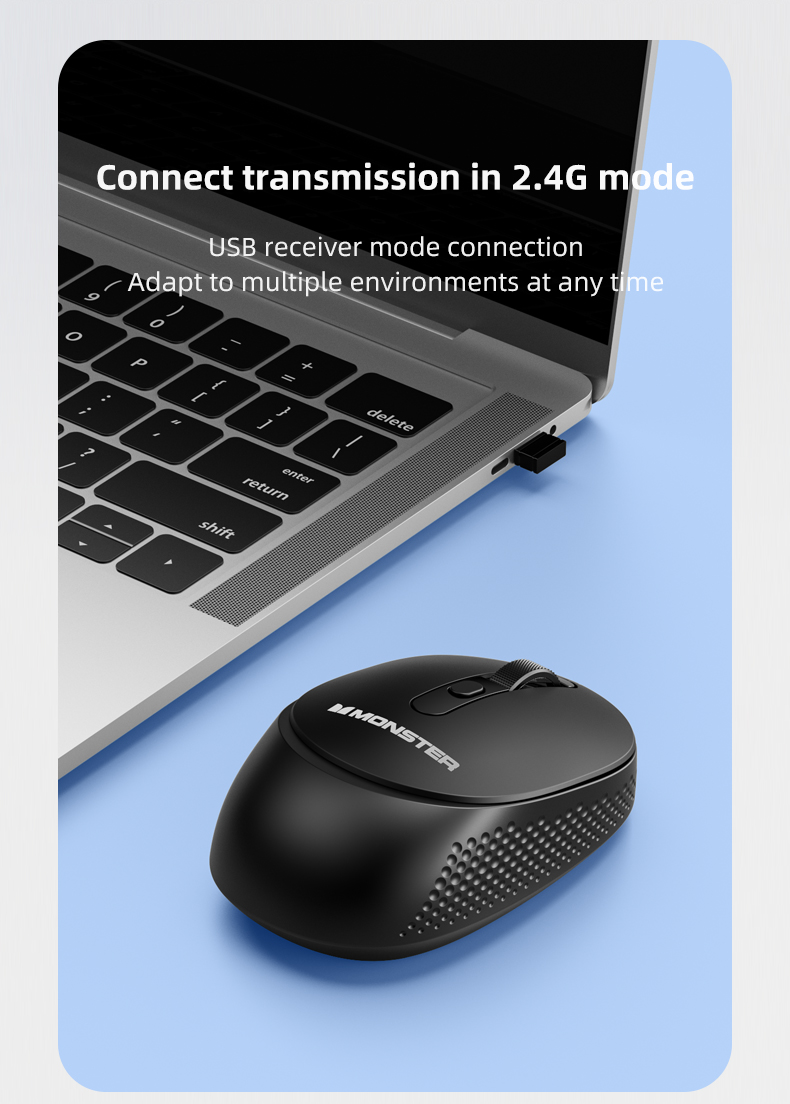 Monster M5 Wireless Mouse Long life Compact Portable Frosted Material ...