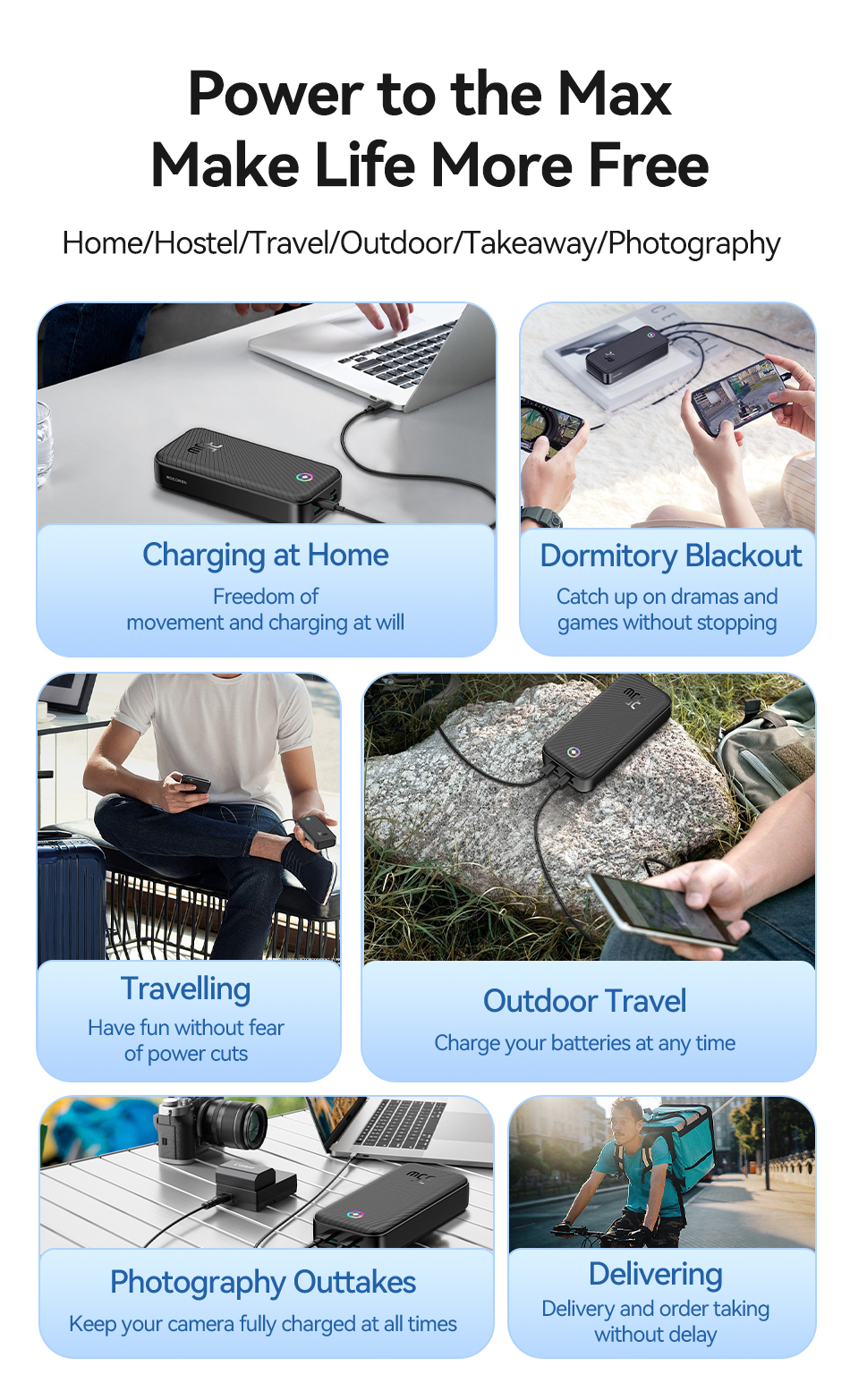 （Malaysia spot)Rocoren 20000mAh PD 35W Three-Port Large Capacity ...