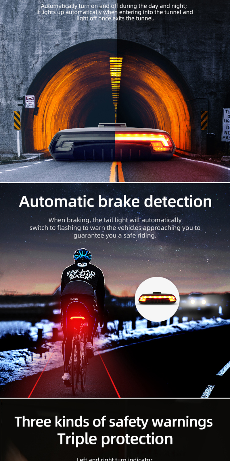Meilan X5 Wireless Bike Brake Light Version Flash Safety Rear Turn ...