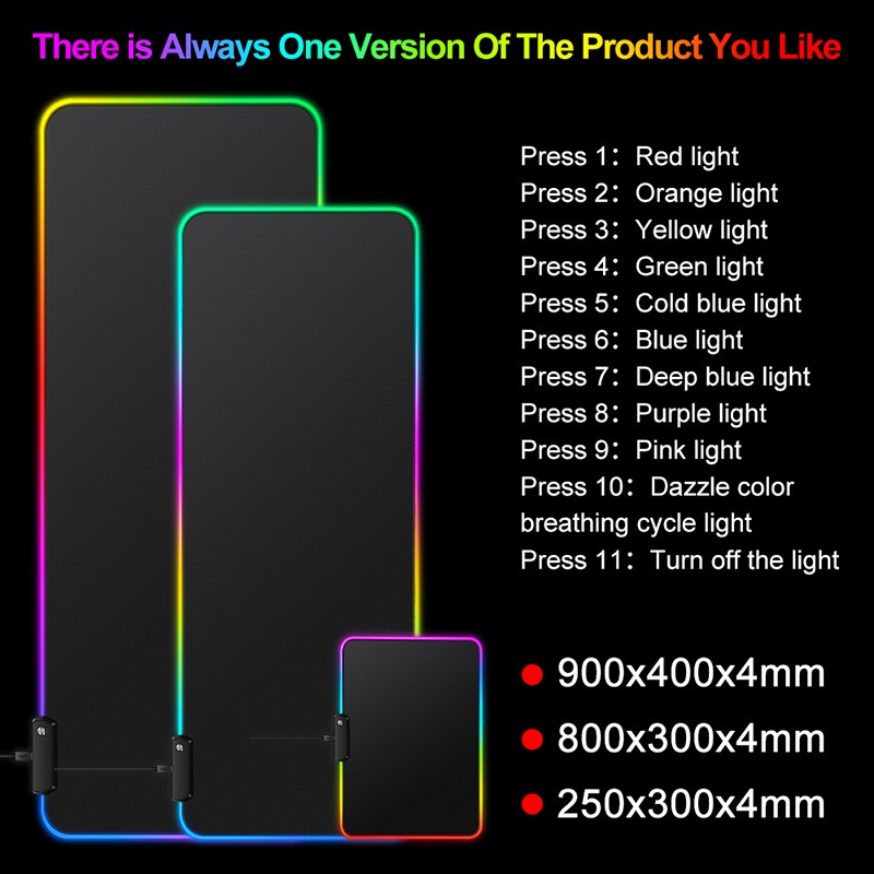 Mouse pad notebook colorful lighting laptop game mice mat USB RGB ...