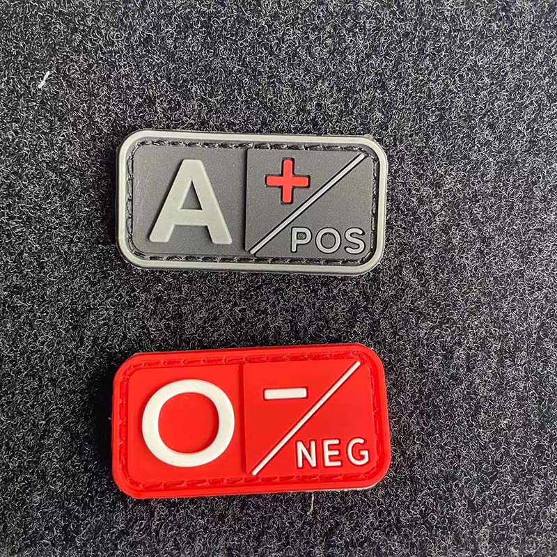 5*2.5CM 3D Blood Group Badge Patch A+ B+ AB+ O+ A- B- AB- O- PVC Rubber ...