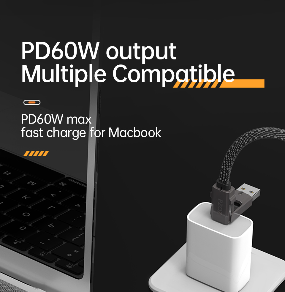 PZOZ 4 in 1 60W PD USB C Cable Digital Display Fast Charging For iPhone ...