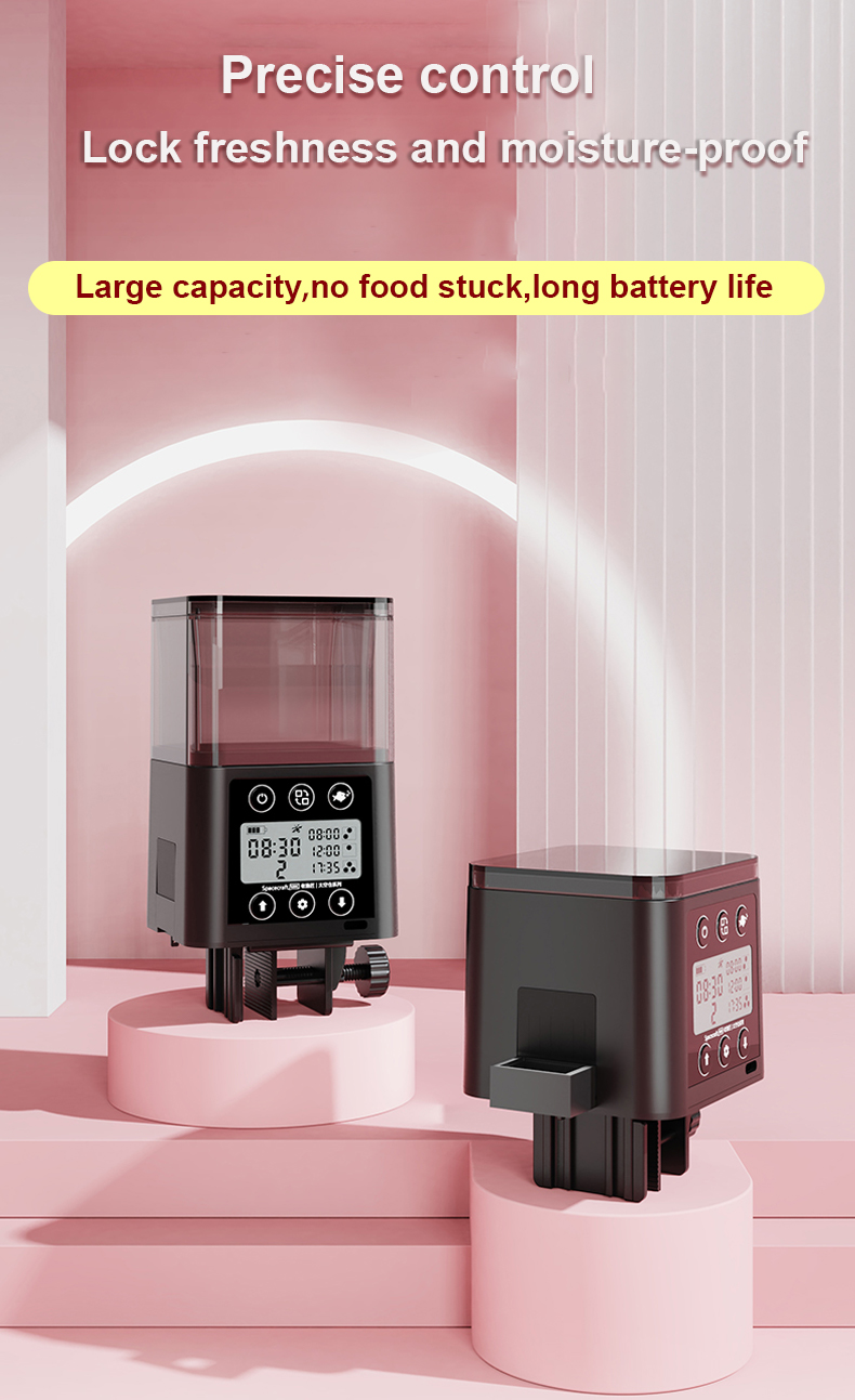 Old Fisherman-Fish tank LED LCD screen automatic feeder 320ml large capacity intelligent feeding ...