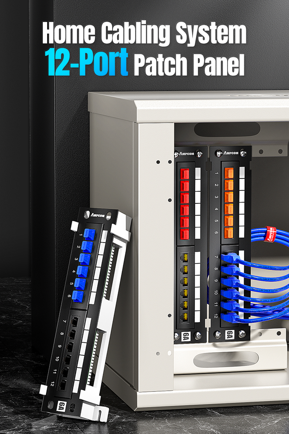 AMPCOM 12-Port Patch Panel Cat 6A / Cat6UTP Mini Patch Panel with ...
