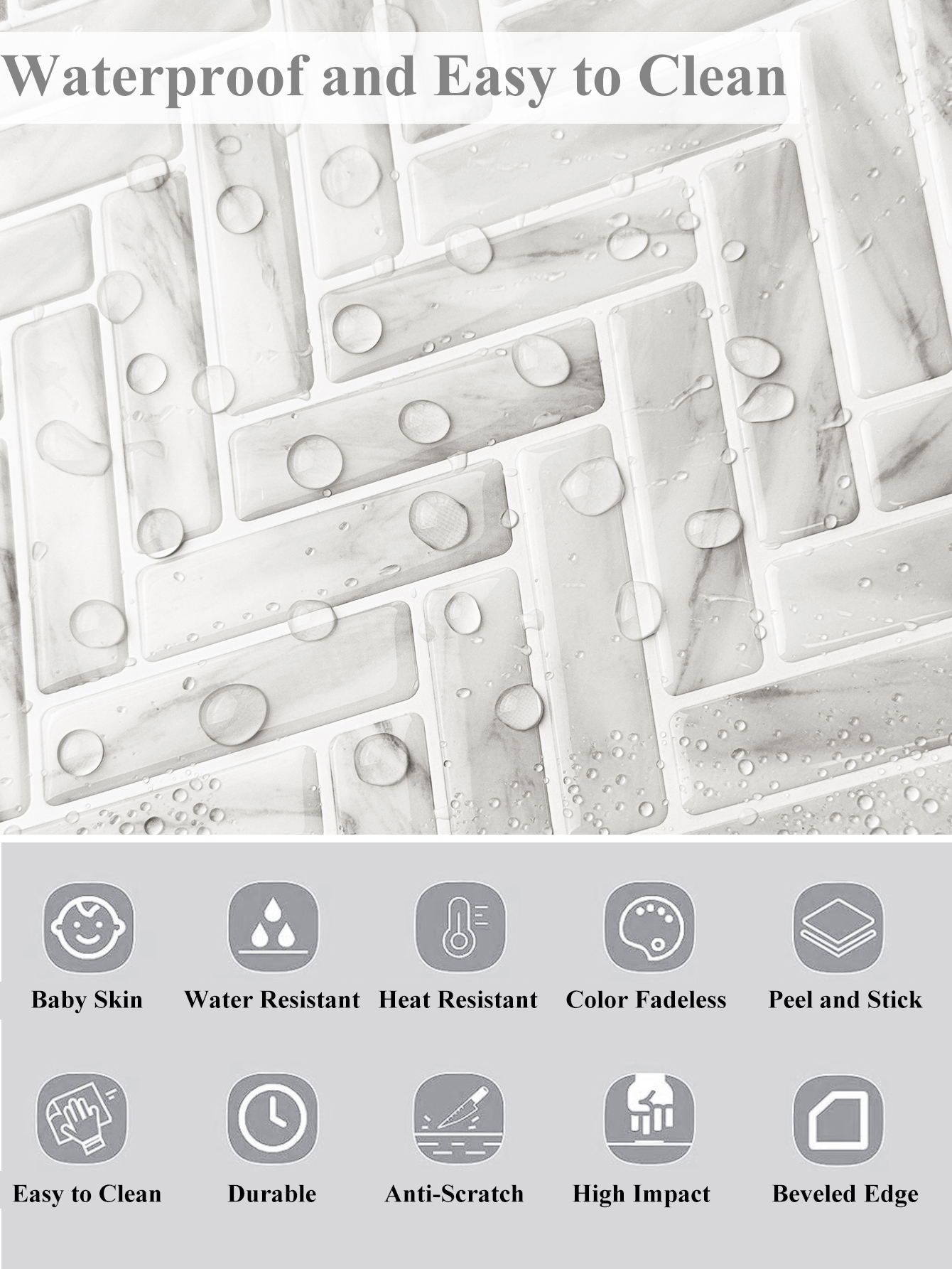 1pc Modern White Tile Sticker, 12x12 Inch Removable Tile Wall Sticker ...