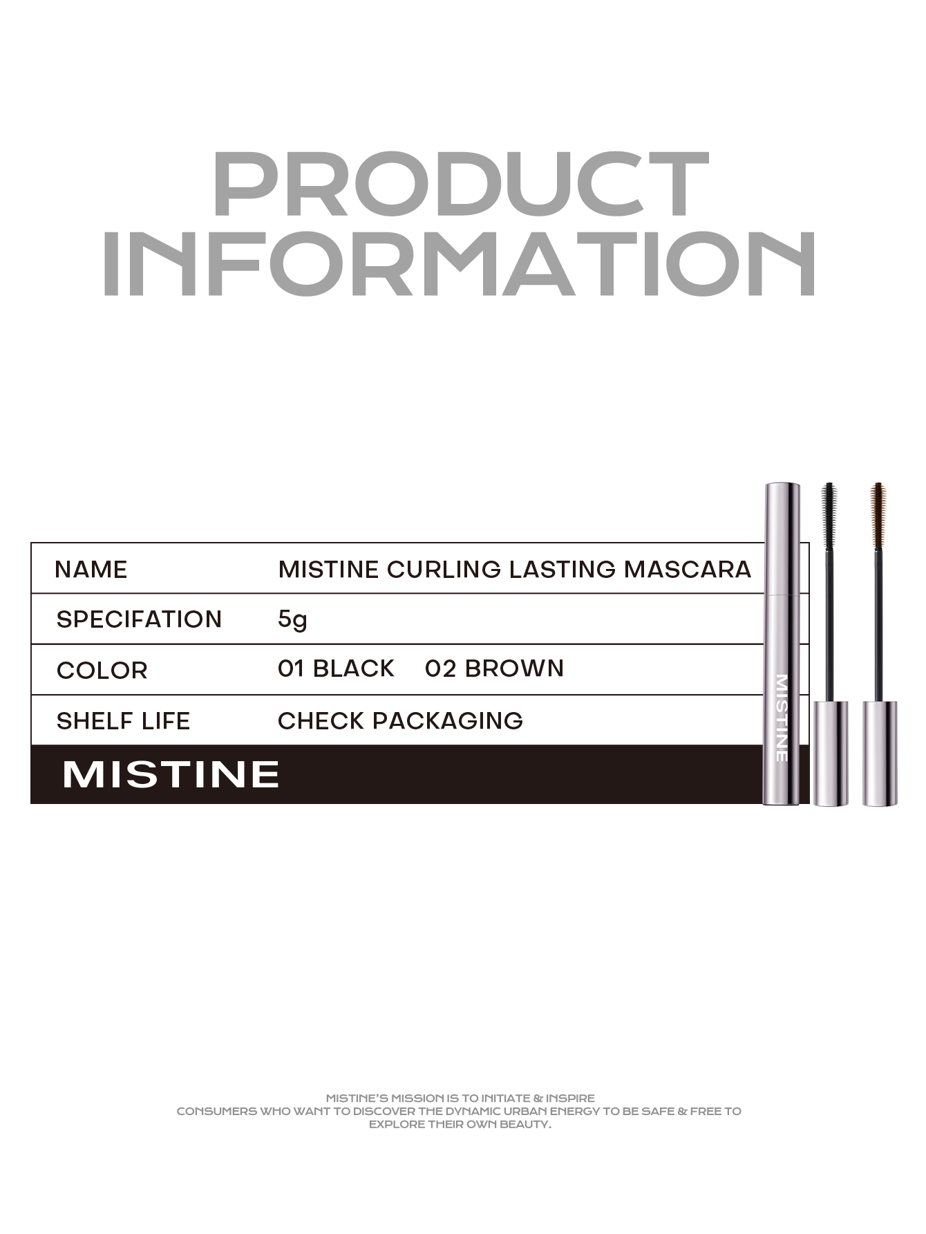 MISTINE Iron Strong Mascara Waterproof and Smudge Proof Stainless Steel ...