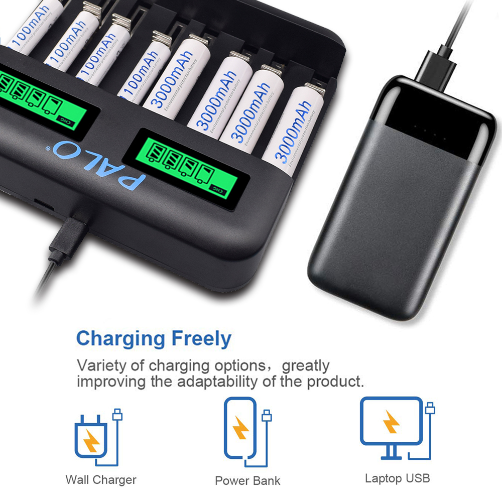 Cityork LCD Display Smart Battery Charger For 1.2V AA AAA C Size D Size ...