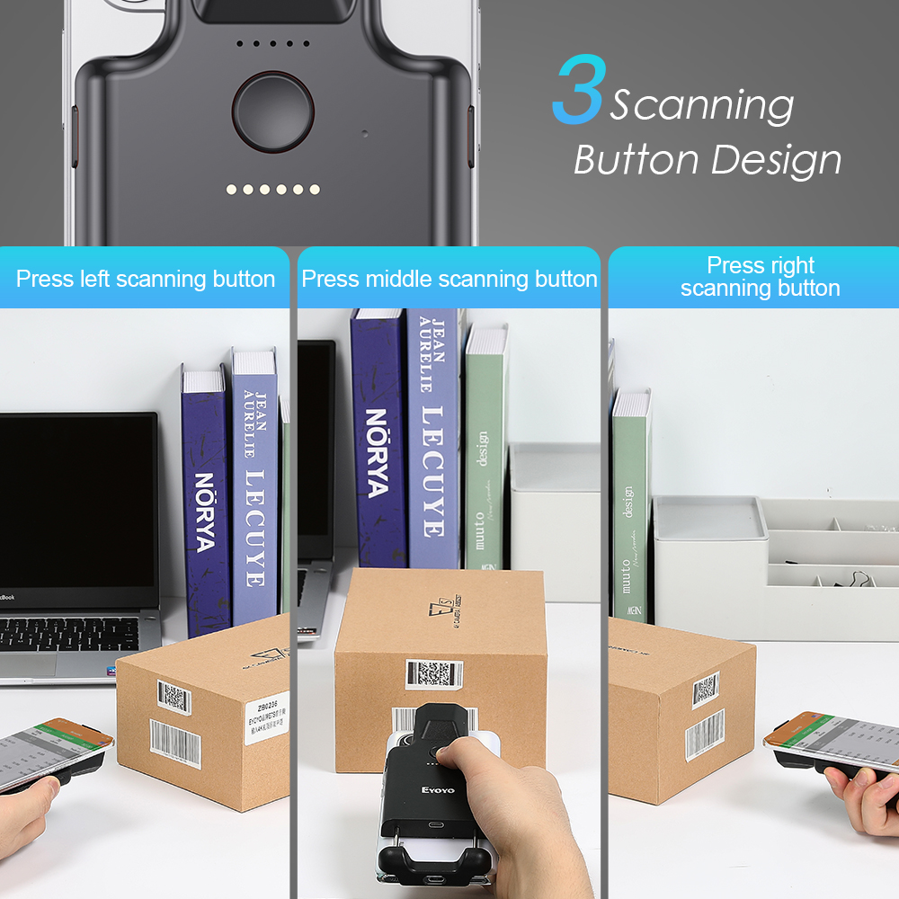 Eyoyo Portable 1D 2D Barcode Scanner QR Scan Via Bluetooth Wireless ...