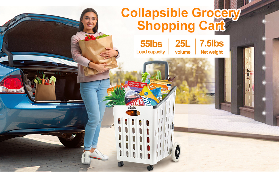 Foldable Large Shopping Cart, Portable Shopping Cart, Supermarket ...
