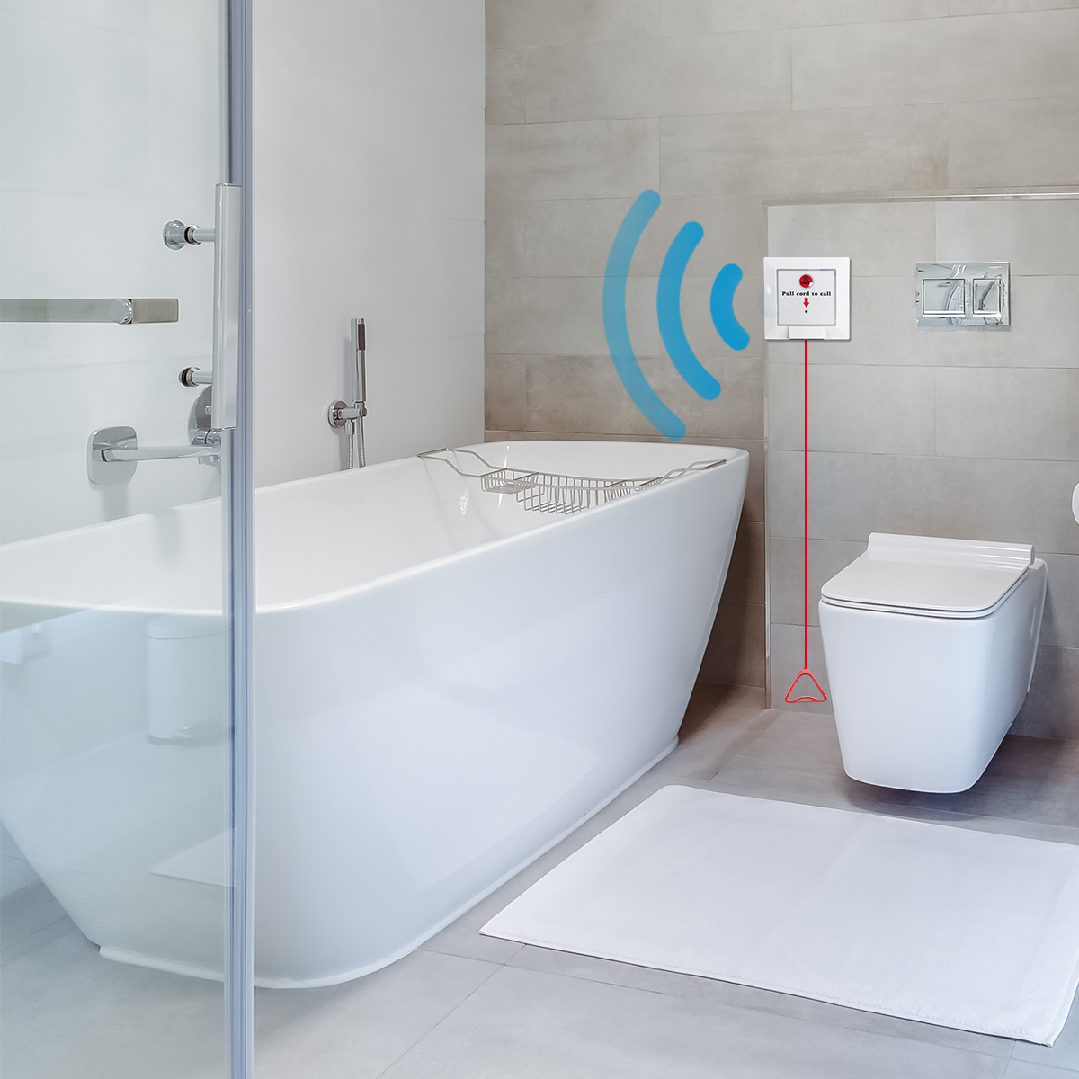 Disabled Person Toilet Alarm Bathroom Notice Kit SOS Button Emergency ...
