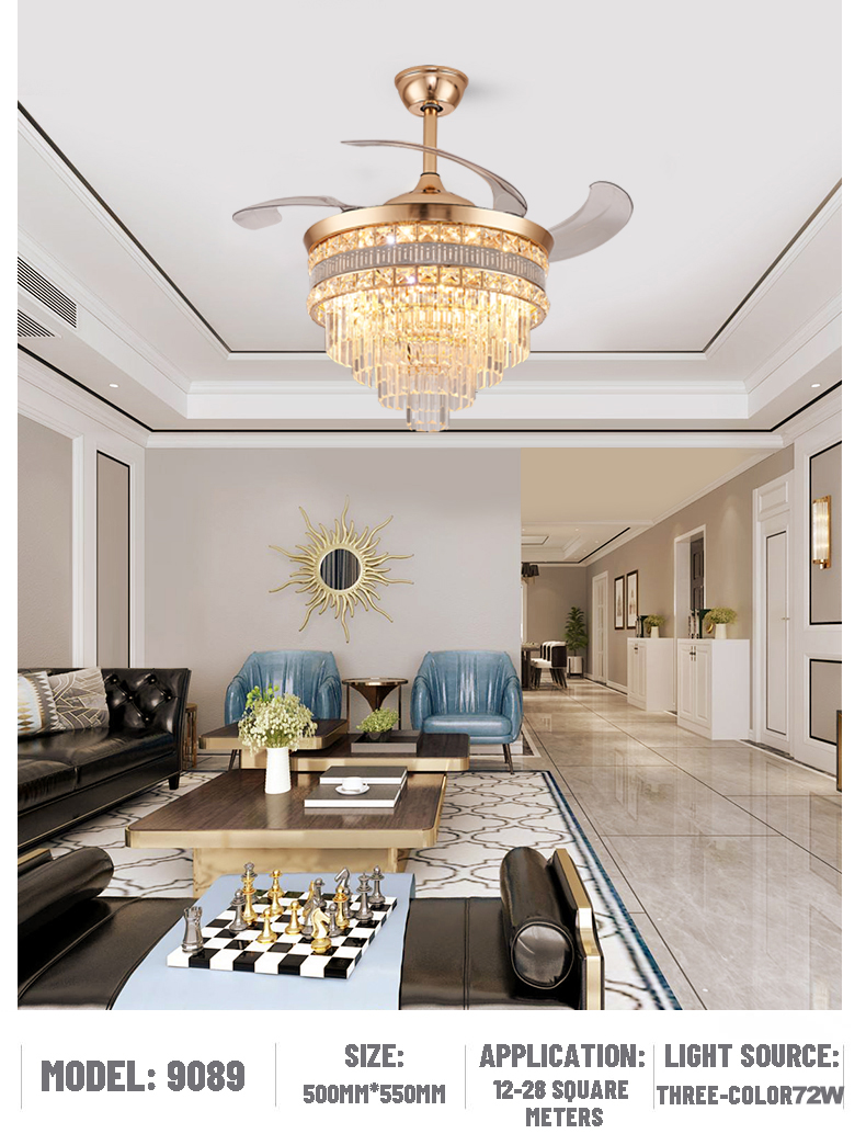 42″ Chandelier Ceiling Fan With Light Modern Crystal Fan With Light ...