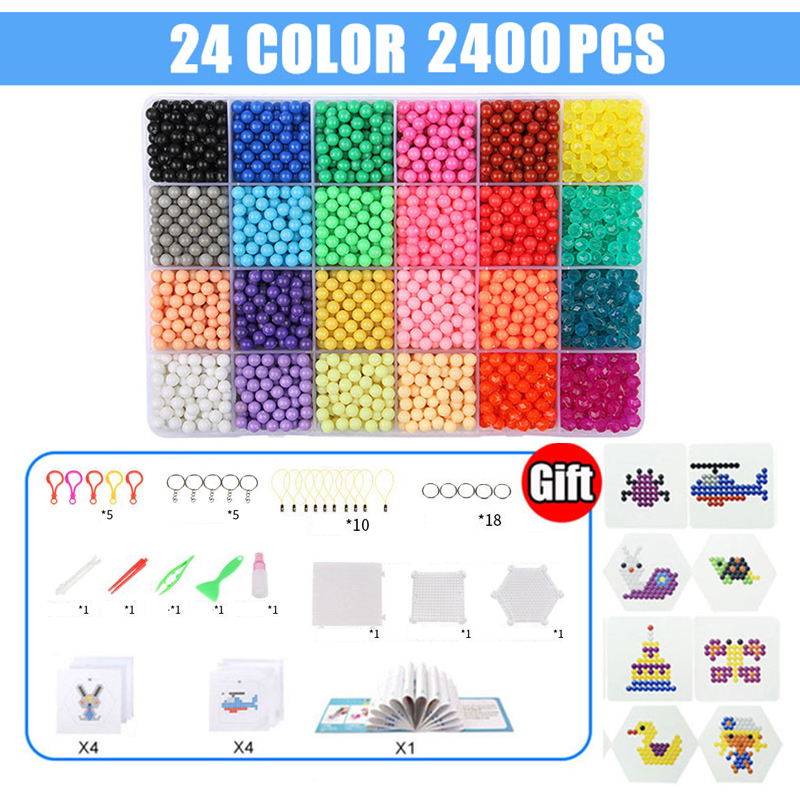 2400PCS Water Spray Magic Beads Toy 3D Puzzles DIY Crystal Magic Beads ...