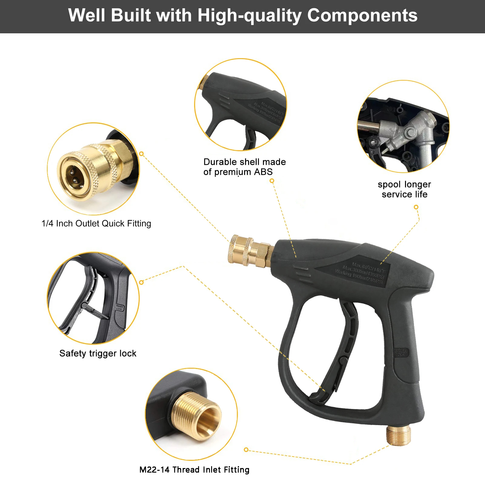 M22-14 High Pressure Car Wash Gun Water Jet Gun Car Wash Water Jet ...