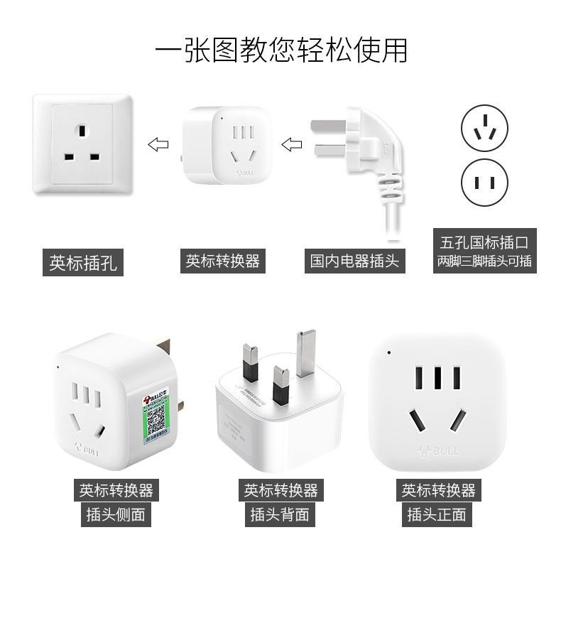 BULL Genuine British Standard to Chinese Plug Converter Malaysian ...