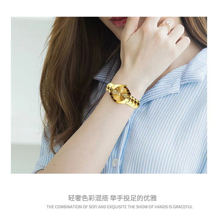 ORUSS Original Women Simple Stainless Steel Gold Waterproof Dual ...