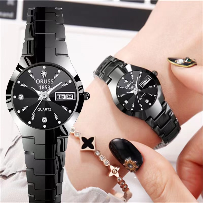 ORUSS Original Women Simple Stainless Steel Gold Waterproof Dual ...