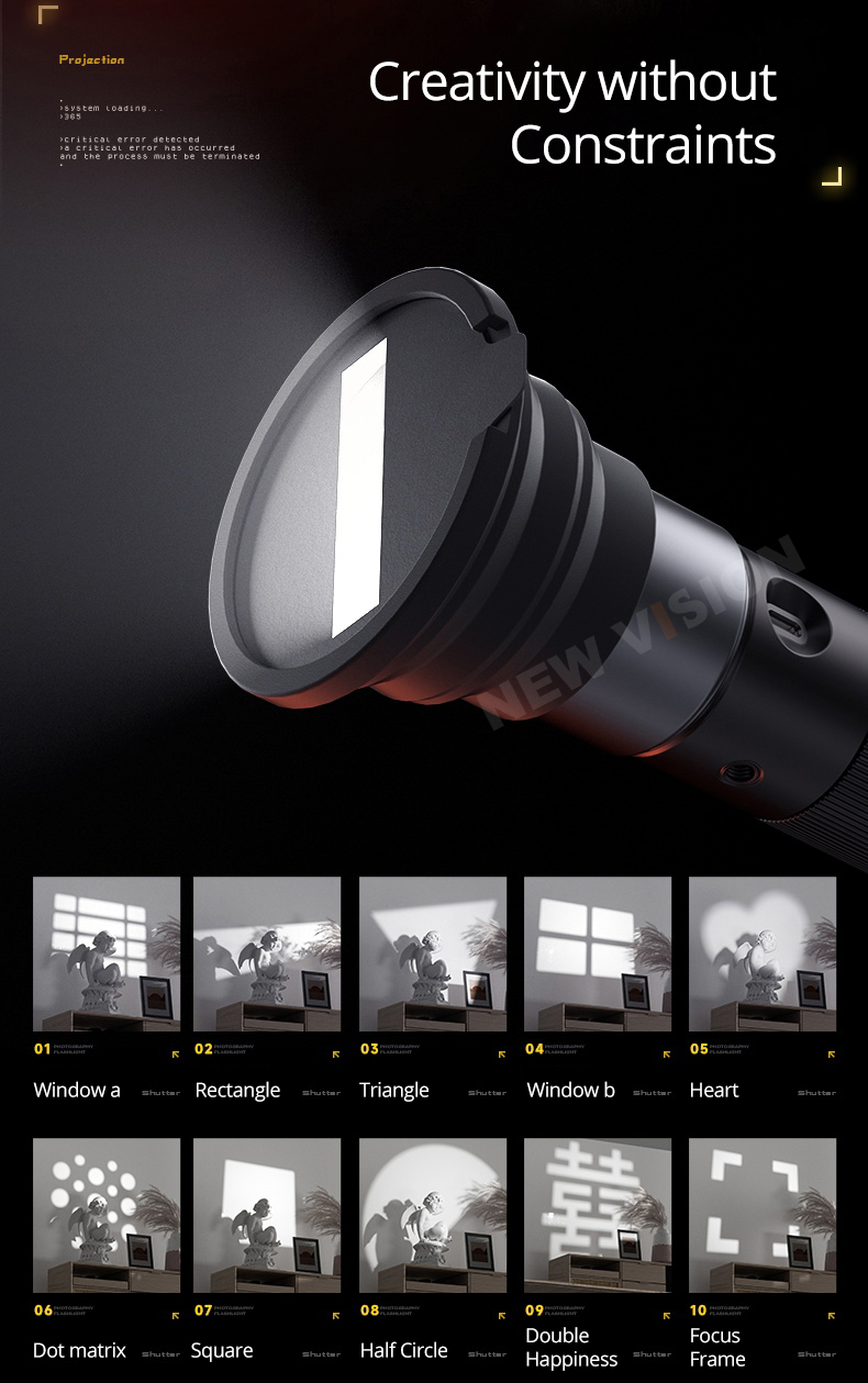 SIDANDE 10W Flashlight Four Color Projection Light Built-in 8400mAh ...