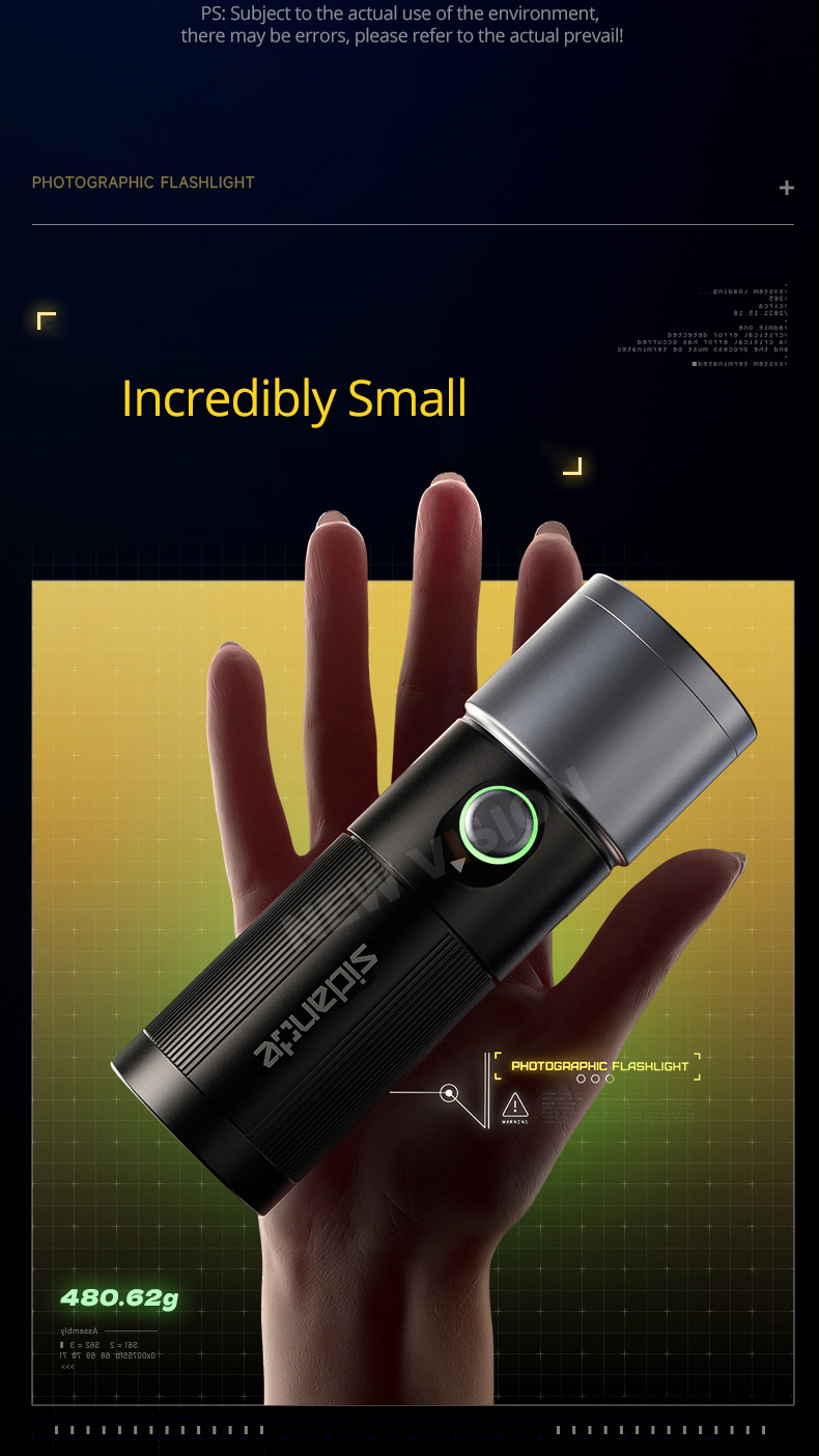 SIDANDE 10W Flashlight Four Color Projection Light Built-in 8400mAh ...