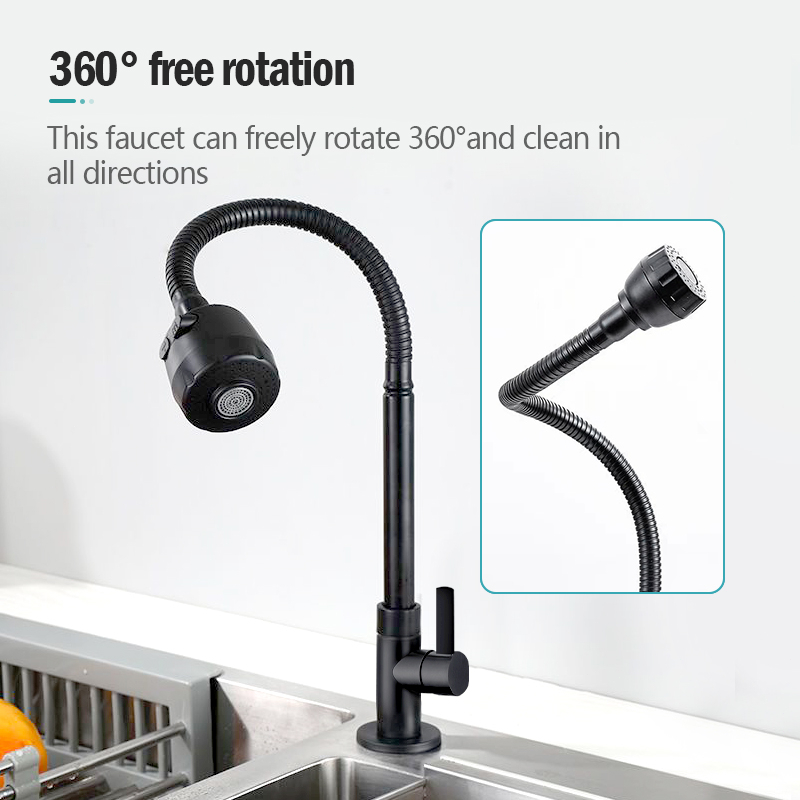 304 Stainless Steel Kitchen Sink Faucet Swivel Flexible 360° Rotation ...