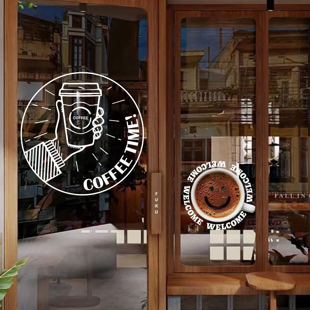 Coffee Shop Window Decoration Background Wall Decoration Living Room ...