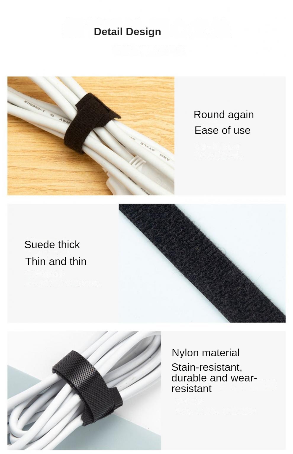 Ready stock QINQ Velcro cable management with headphone charging source ...