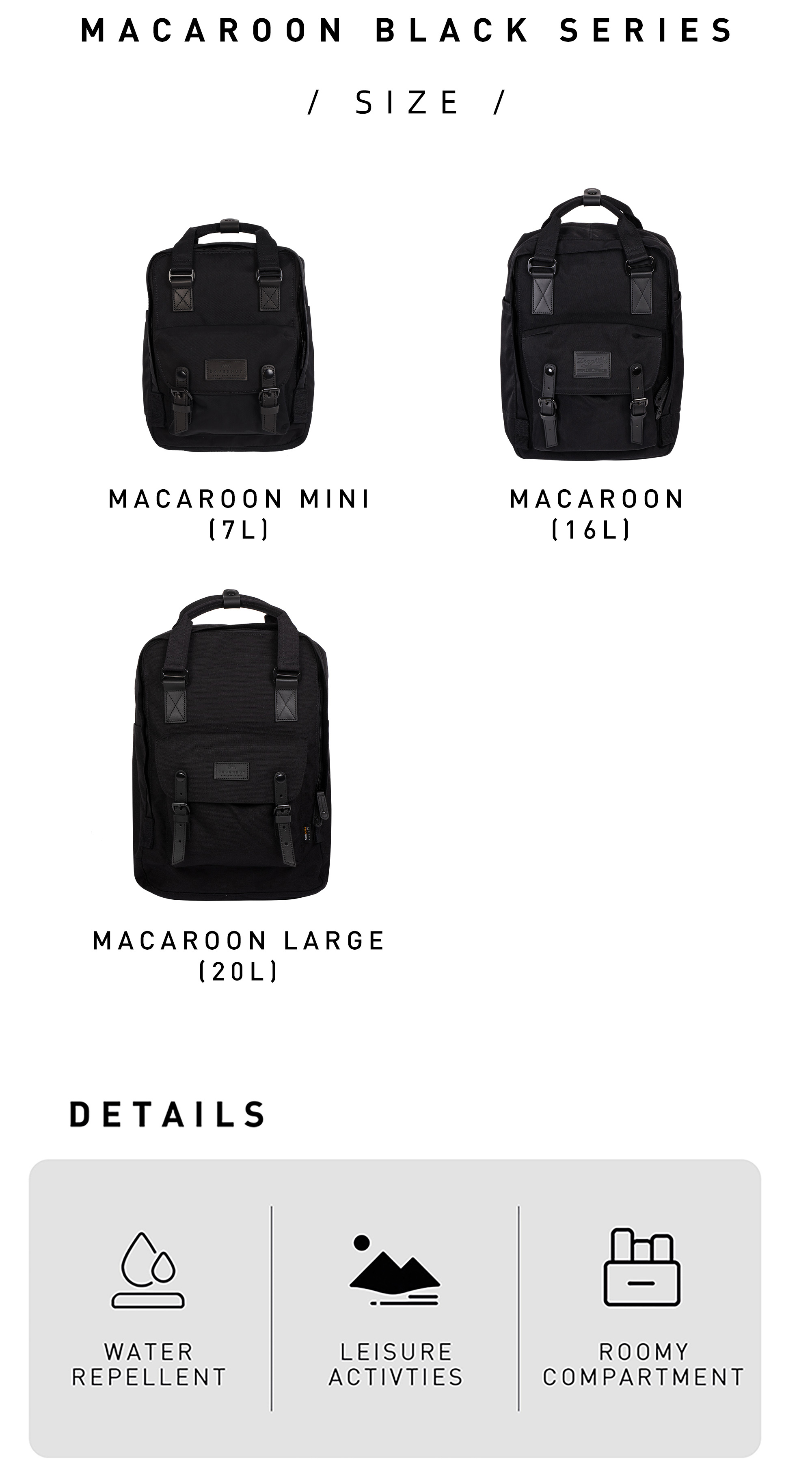 Doughnut Macaroon Black Series Unisex Multifunctional Casual Backpack ...