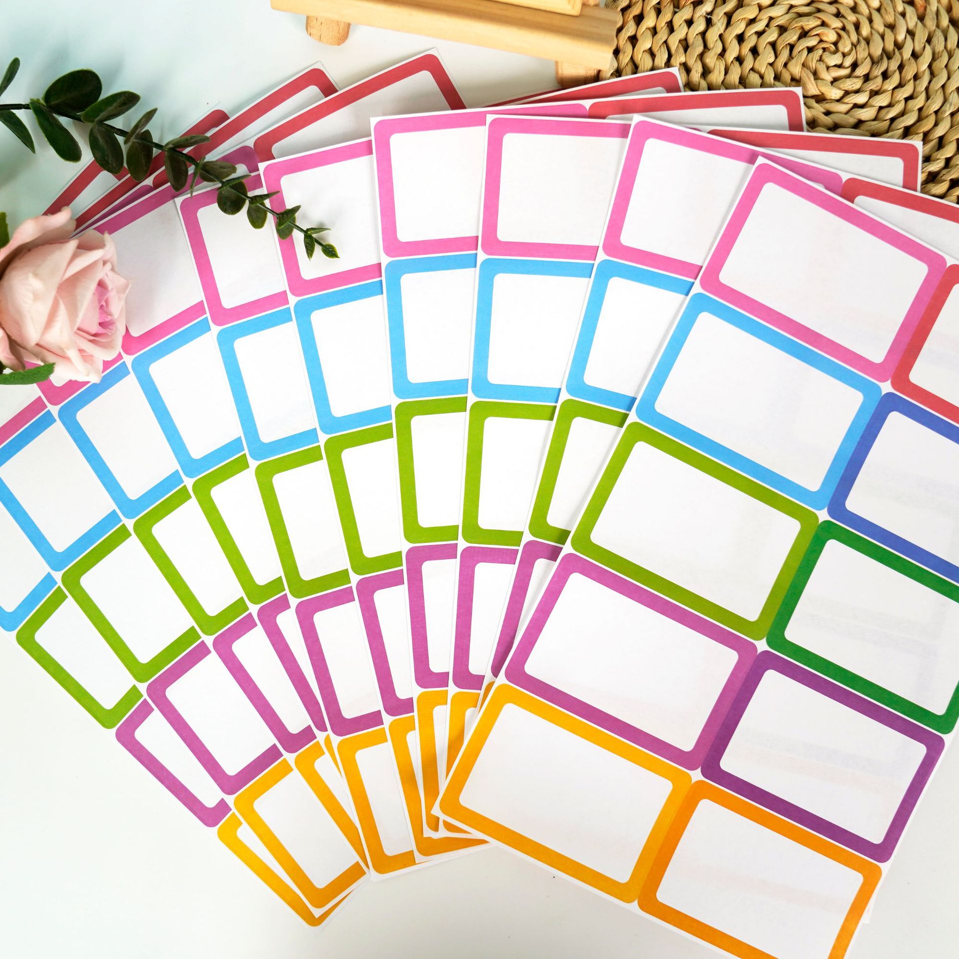 100 Pcs 10 Colors Name Tags Stickers, 2"x3"Plain Name Tag Labels ...