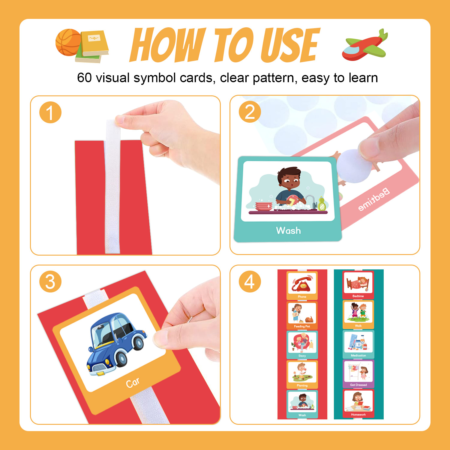 Visual Schedule for Kids Toddlers, Routine Chore Chart Magnetic Cards ...