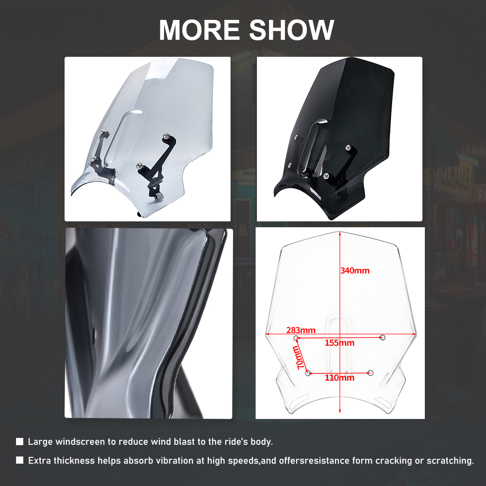 LJBKOALL Motorcycle Windshield Windscreen Visor Viser Wind Deflector ...