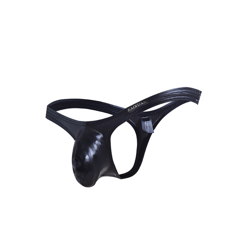 Man PU Leather Thongs Bulge Men T-back Lingerie Male Jockstrap ...