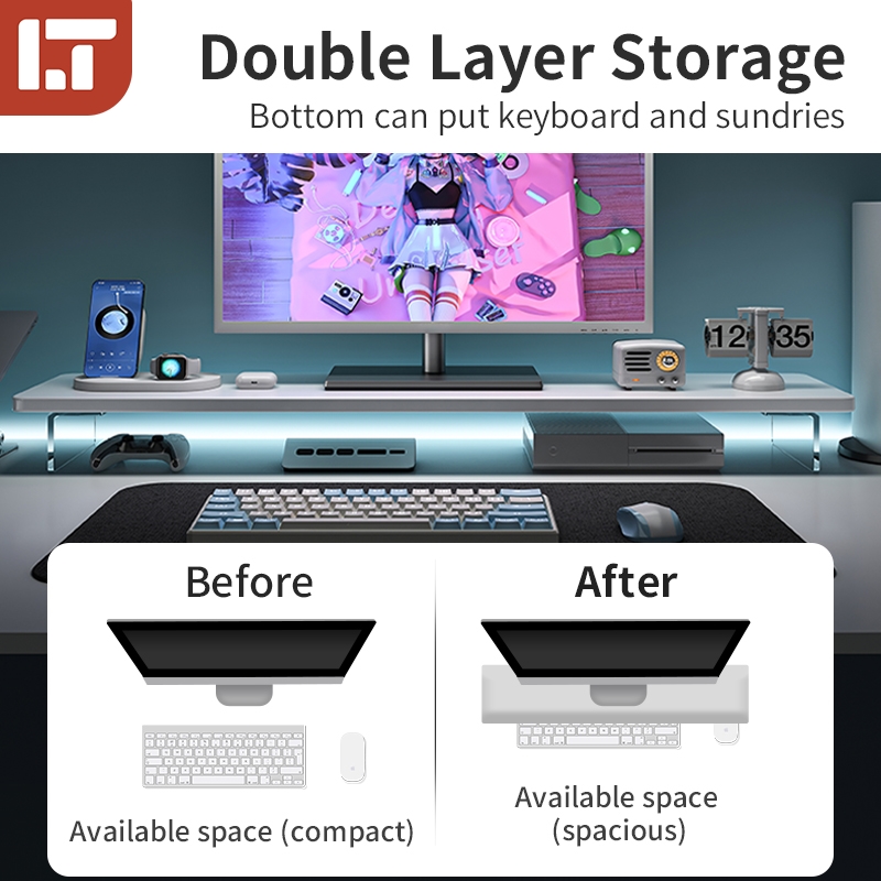 Computer Monitor Stand Desktop Height Riser Shelf Monitor Rack Acrylic ...