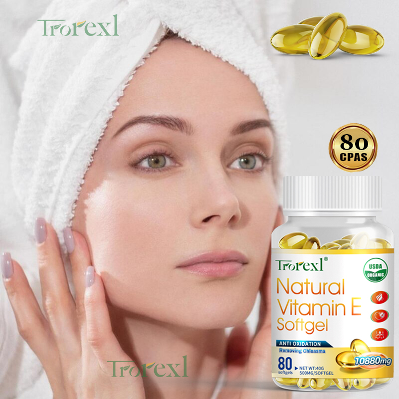 Original Vitamin E Supplement Trorexl 1000IU 80 Capsules/Bottle - Anti ...