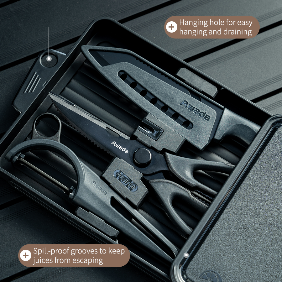 Awada Outdoor Cutting Set Black Tactical Camping Multifunctional ...