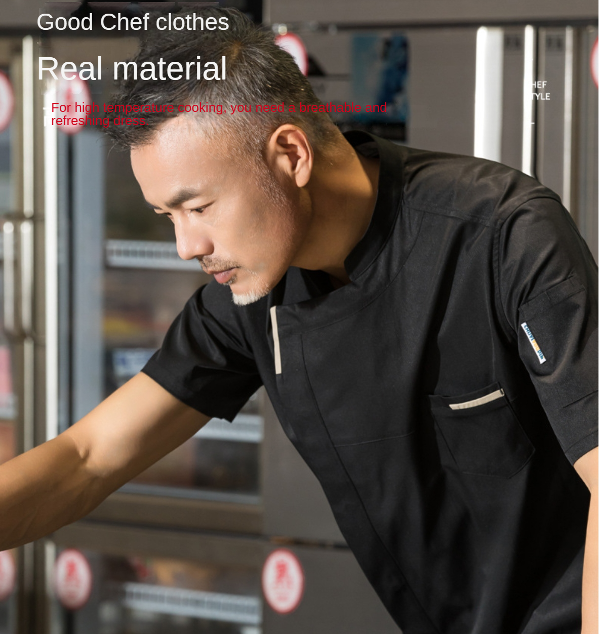 Restaurant chef uniform men's short-sleeved hotel kitchen uniform hot ...