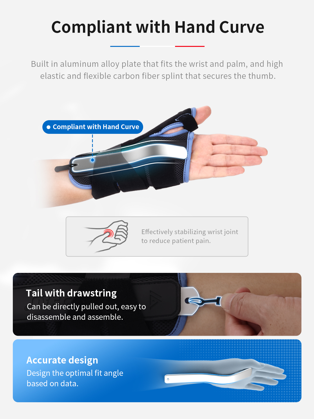 VELPEAU Wrist Support Thumb Spica Splint Support for De Quervain's ...