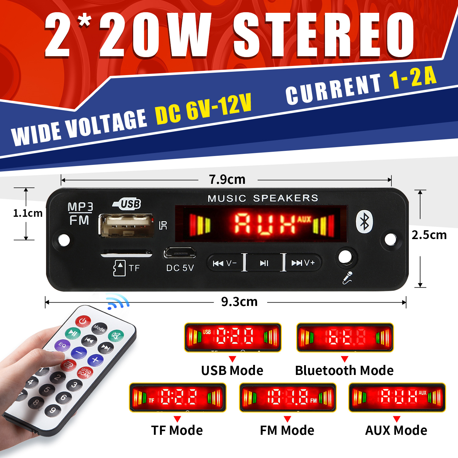40W Amplifier MP3 Decoder Board DC 12V 18V Bluetooth 5.0 MP3 Player Car ...