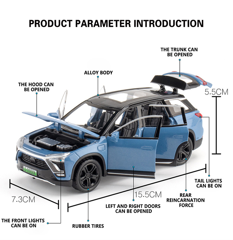 KLT 1:32 NIO ES8 SUV Metal Alloy Toys Car Model Diecast Vehicle For ...