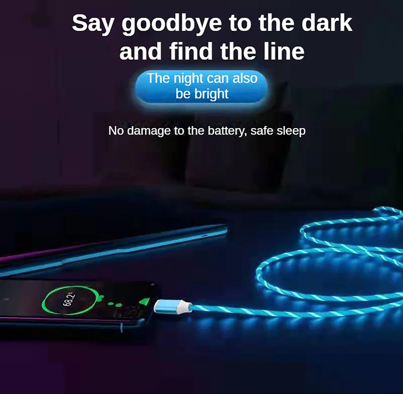 2 In 1 Colorful Streamer Light USB Cable LED Flowing Light Fast Charger ...