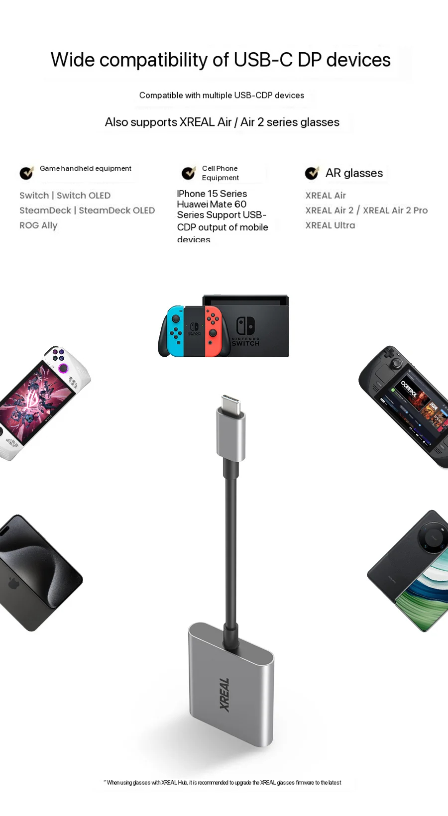 XREAL Hub Air glasses USB-C PD Fast Charging Adapter Portable Video ...