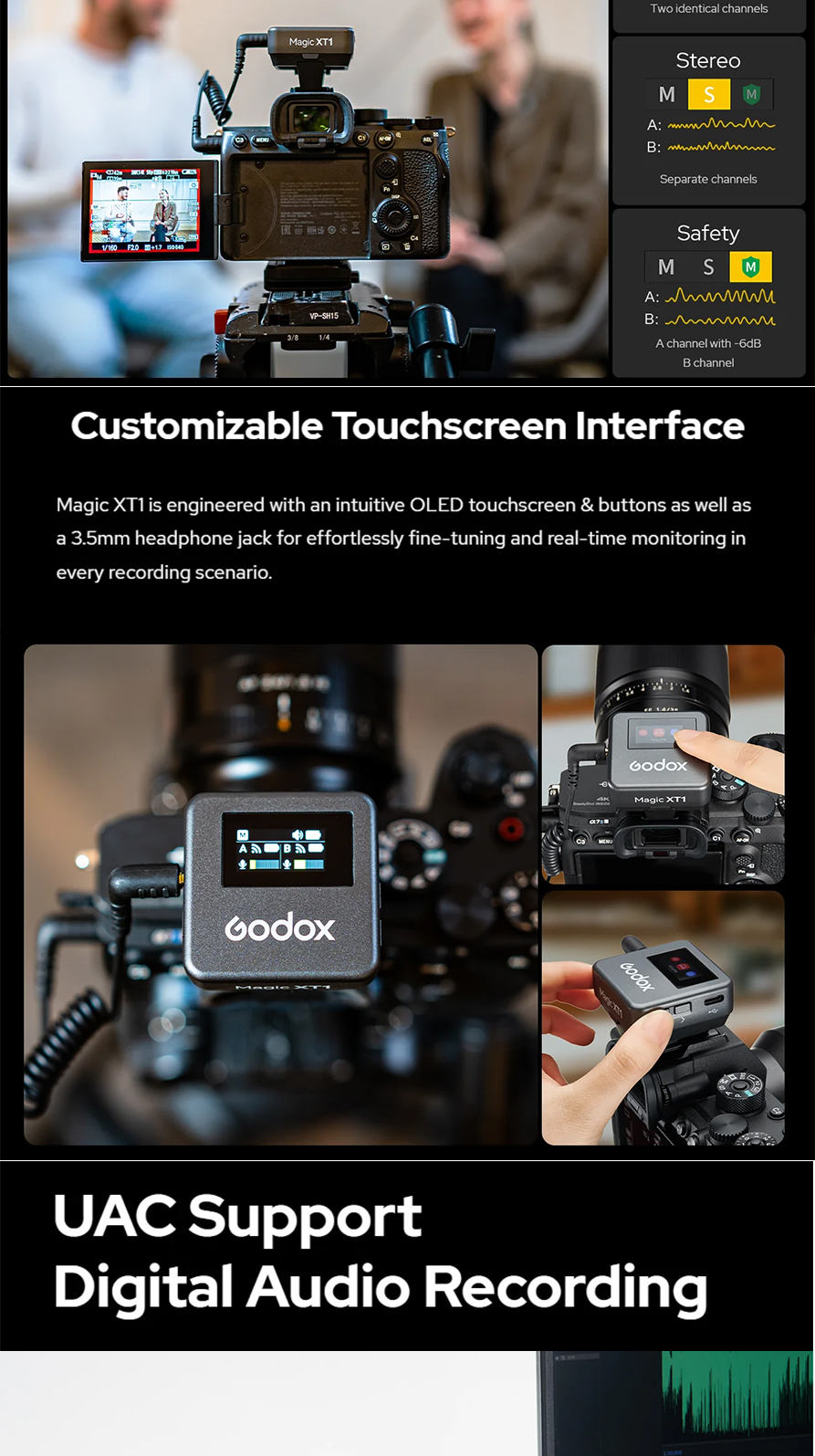 GODOX Magic XT1 2.4GHz Wireless Microphone System Max. 200M LOS Range ...