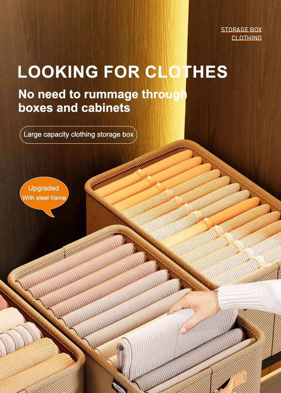 XL Clothes Storage Box Fabric Clothes Organizer Wardrobe Organizer Box ...