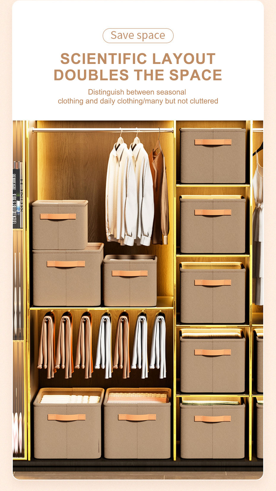 XL Clothes Storage Box Fabric Clothes Organizer Wardrobe Organizer Box ...