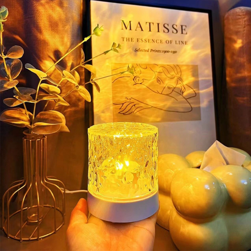 16 Colors Rechargeable RGB Rotating Crystal Lamp Water Ripple Night ...