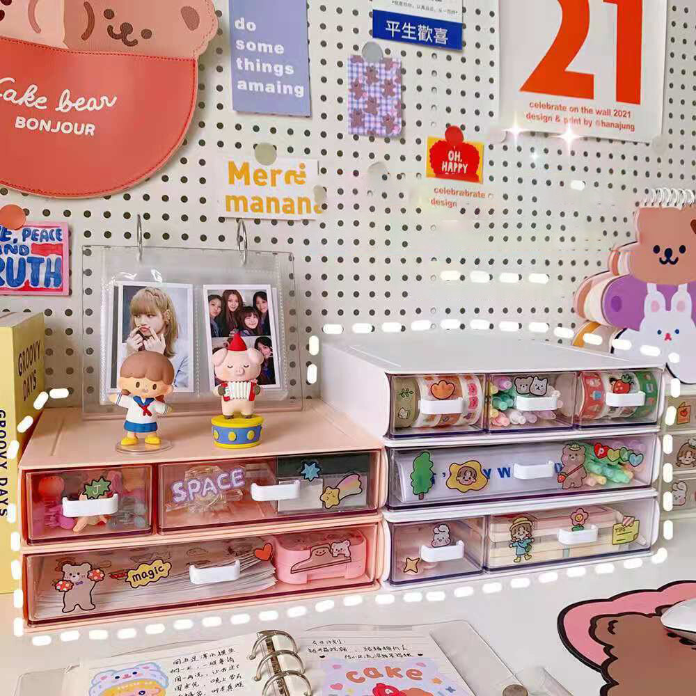 Ins Desktop Storage Drawer Desk Storage Box Desk Organizer 1/2/3 Grid ...