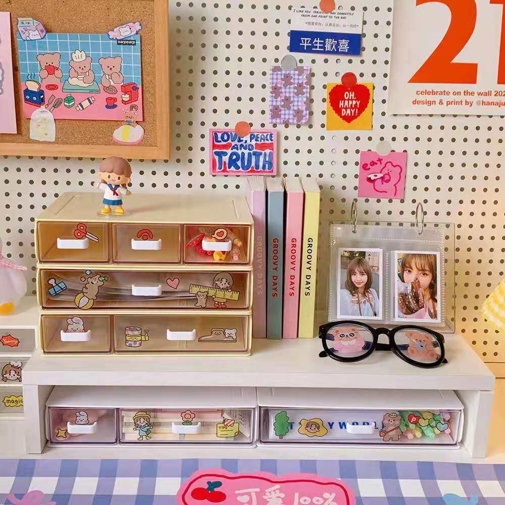 Ins Desktop Storage Drawer Desk Storage Box Desk Organizer 1/2/3 Grid ...