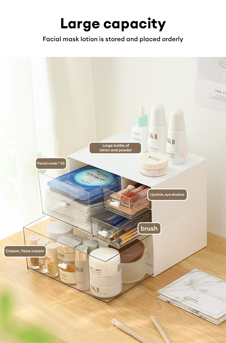 Ins Desktop Storage Drawer Desk Storage Box Desk Organizer 1/2/3 Grid ...